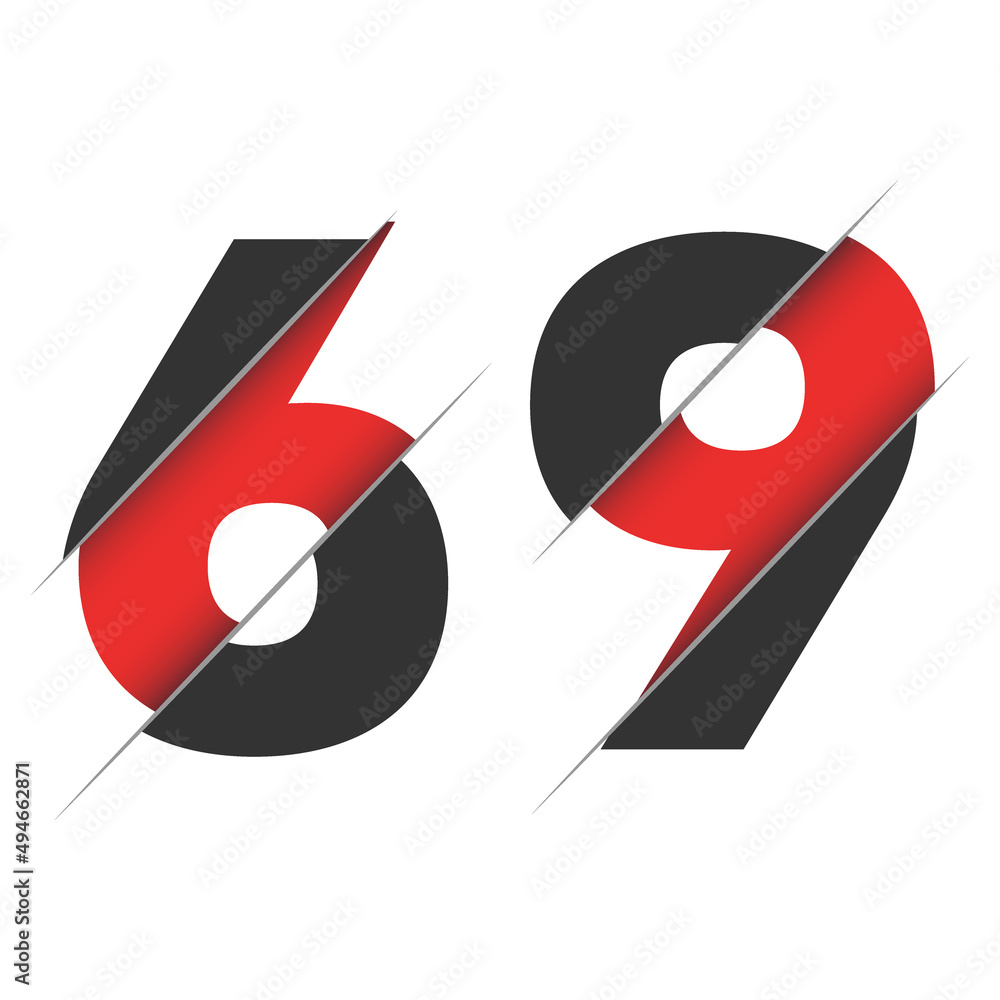 69 6 9 Number Logo Design with a Creative Cut and Black Circle ...
