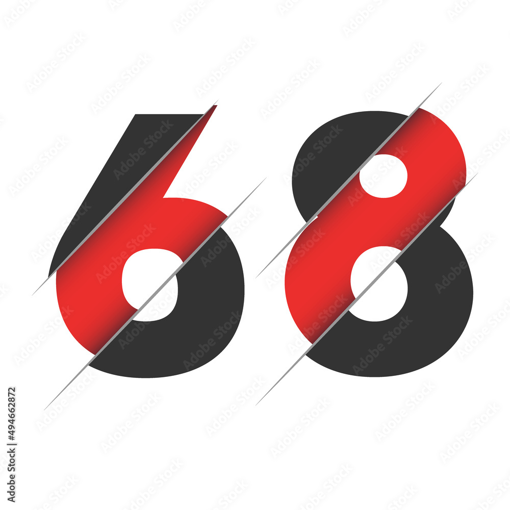 68 6 8 Number Logo Design with a Creative Cut and Black Circle ...
