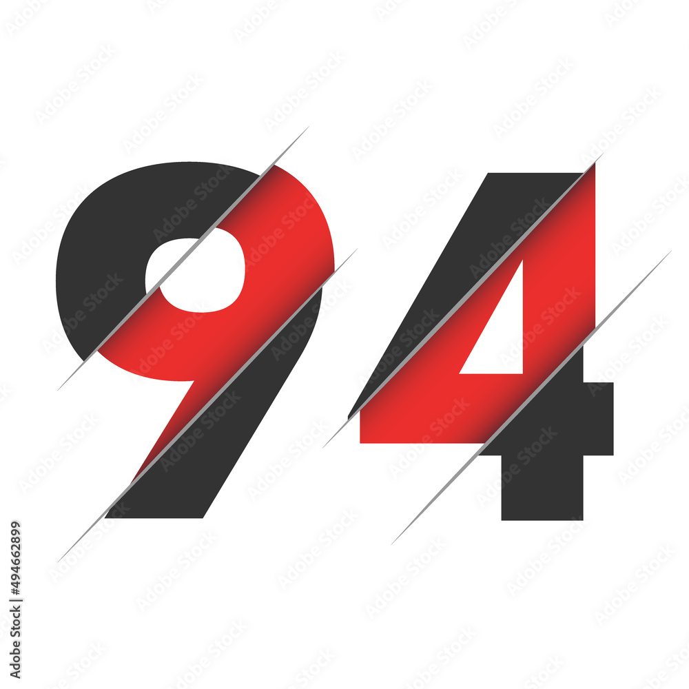 94 9 4 Number Logo Design with a Creative Cut and Black Circle ...