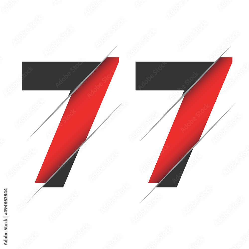 77 7 Number Logo Design with a Creative Cut and Black Circle Background ...