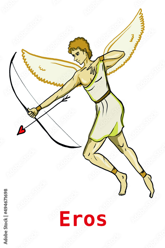 Greek mythology Gods, Eros,illustration ,white background Stock Vector ...