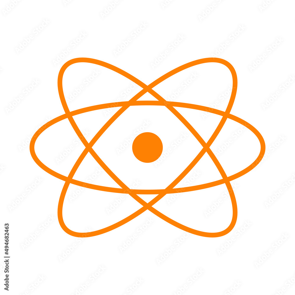 eps10 vector illustration of an orange science icon, atom sign in ...