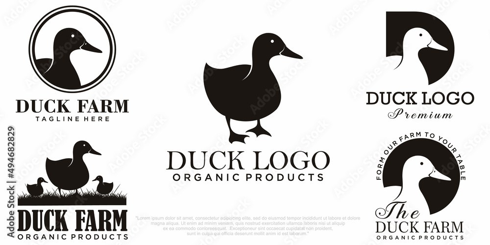 Duck icon set logo vector illustration design template Stock Vector ...