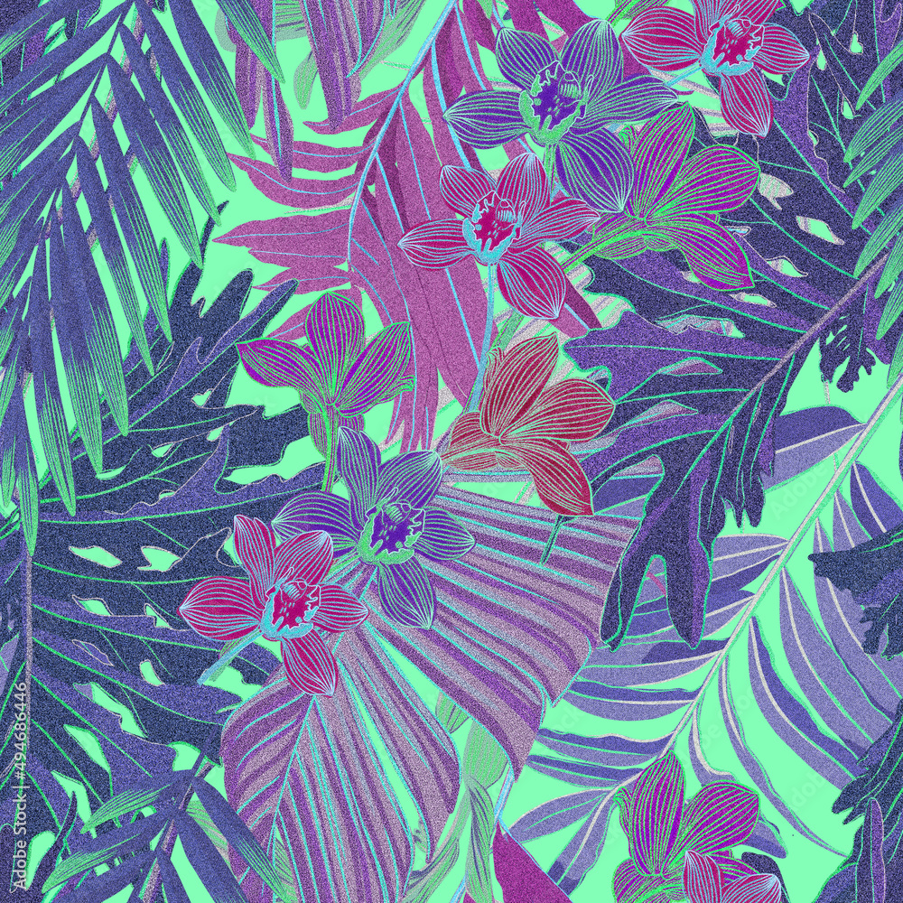 Very Per colors seamless tropical patterns stylish bright ultraviolet ...