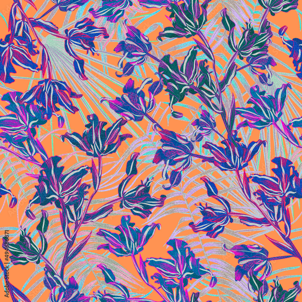 Very Per colors seamless tropical patterns stylish bright ultraviolet ...