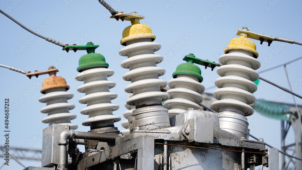 Electrical substation - electrical installation. Reception, conversion ...