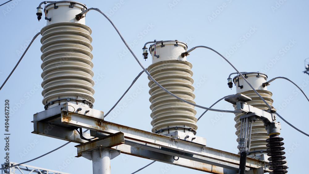 Electrical substation - electrical installation. Reception, conversion ...