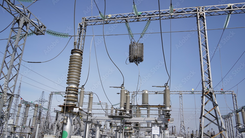 Electrical substation - electrical installation. Reception, conversion ...