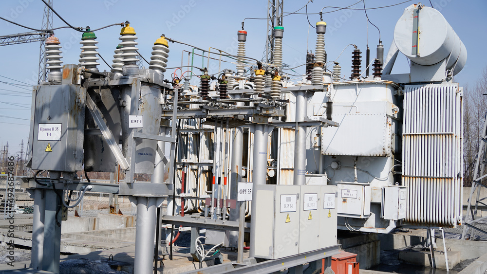 Electrical substation - electrical installation. Reception, conversion ...