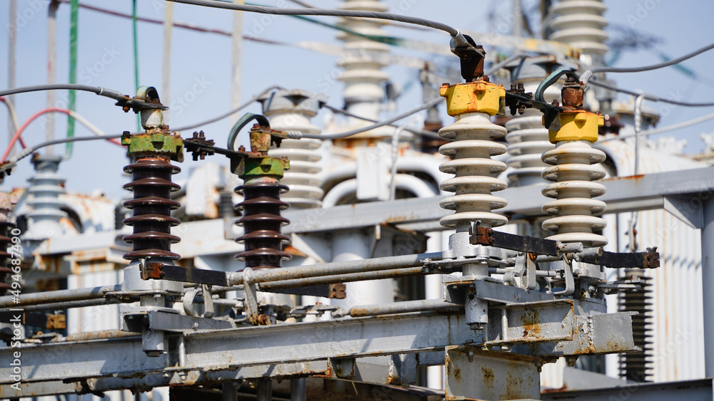 Electrical substation - electrical installation. Reception, conversion ...