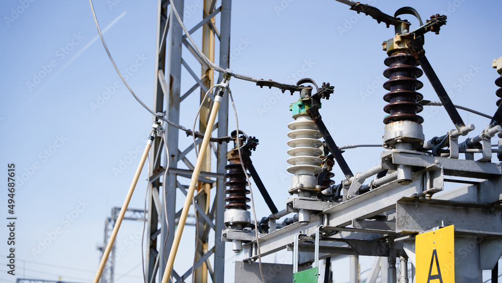 Electrical substation - electrical installation. Reception, conversion ...