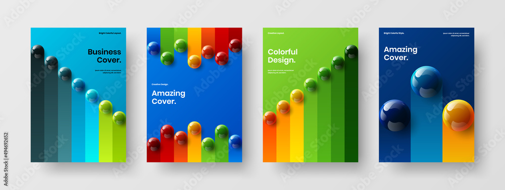 Premium journal cover A4 design vector template collection. Isolated 3D ...