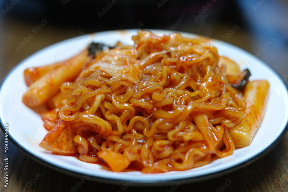 Tteokbokki is a food stir-fried with seasoning such as rice cake, fish ...