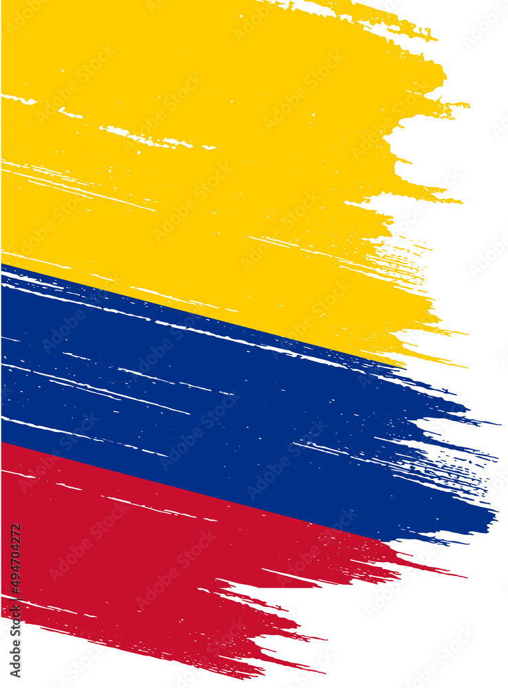 Colombia flag with brush paint textured isolated on png or transparent ...