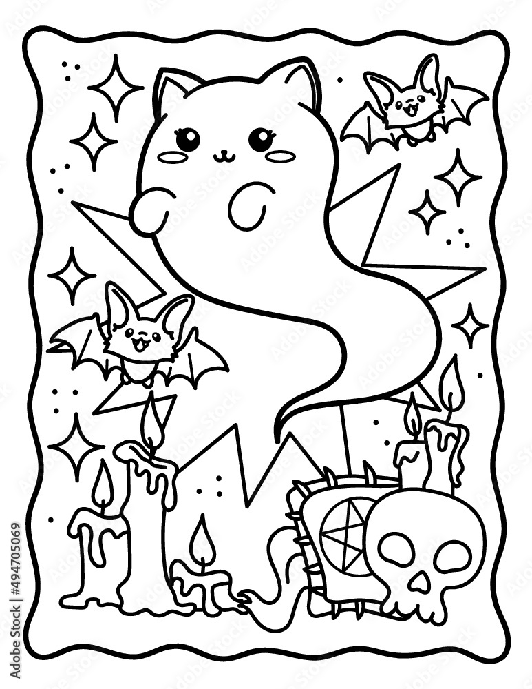 Coloring. Coloring for children. Ghost cat. Coloring book for adults ...