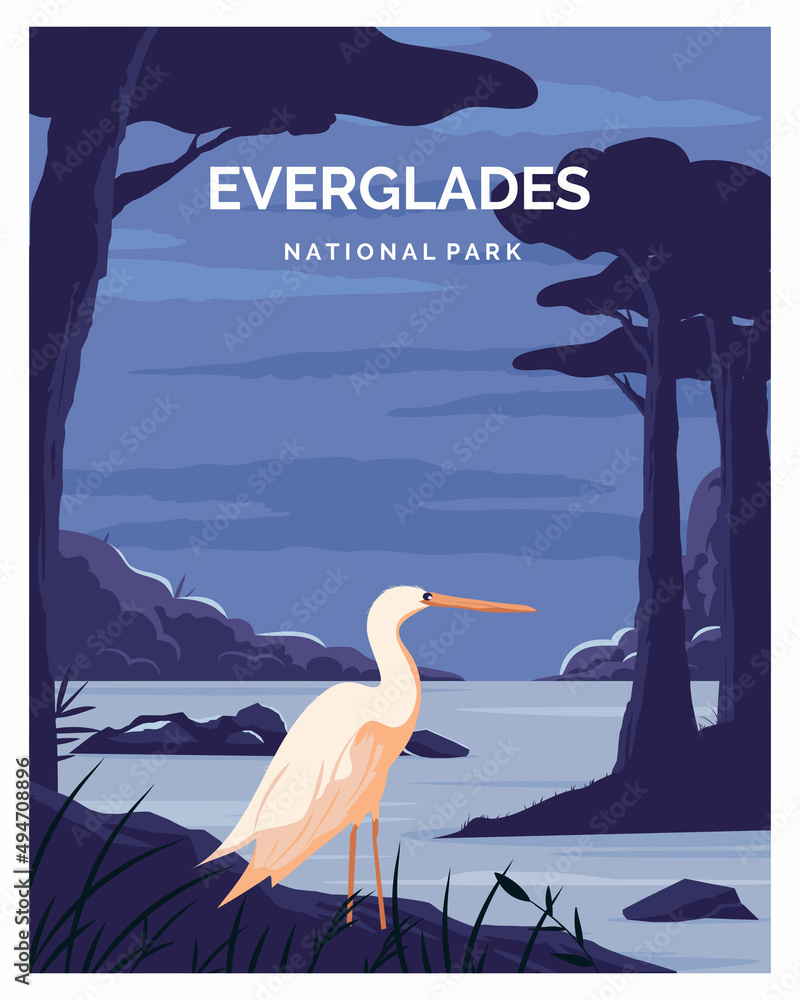 Everglades National Park landscape illustration background ...