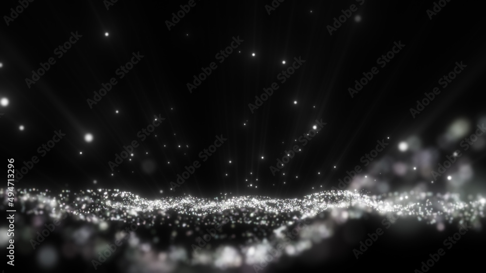 Black and white Glitter light particles and shine light ray beam ...