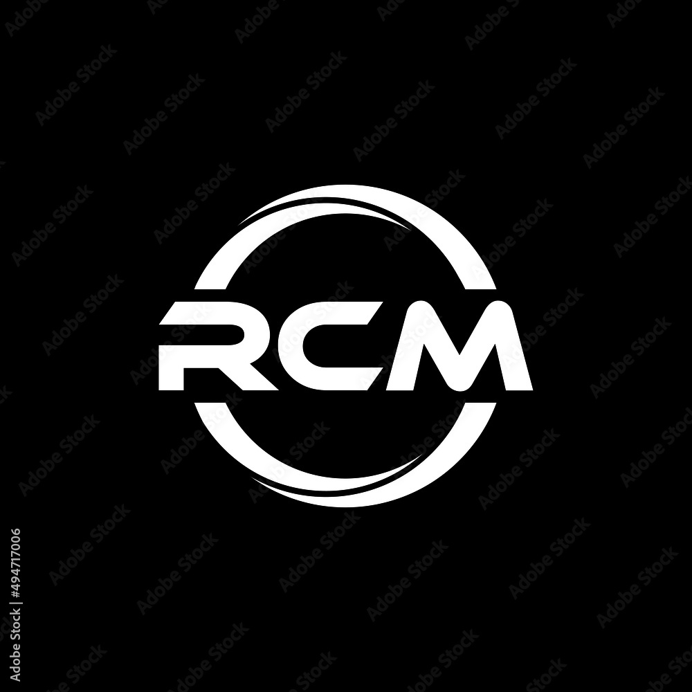 RCM letter logo design with black background in illustrator, vector ...