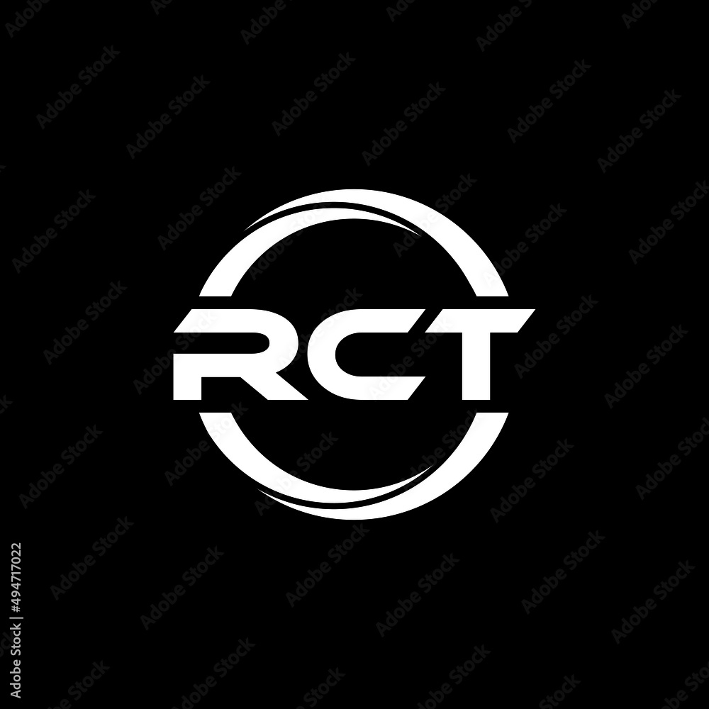 RCT letter logo design with black background in illustrator, vector ...