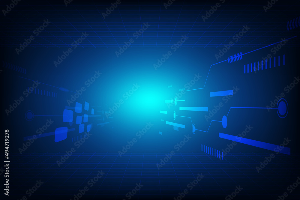Blue cyber technology background in concept of innovation and ...