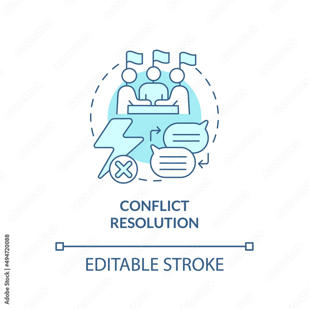 Conflict resolution turquoise concept icon. Peace building. Community ...
