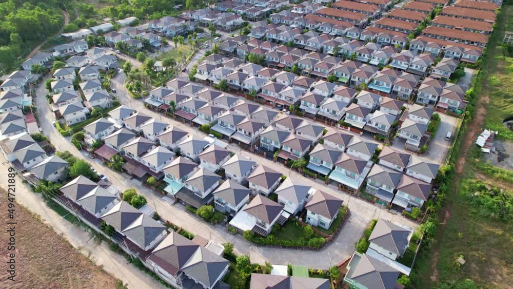 New development real estate. Aerial view of residential houses and ...