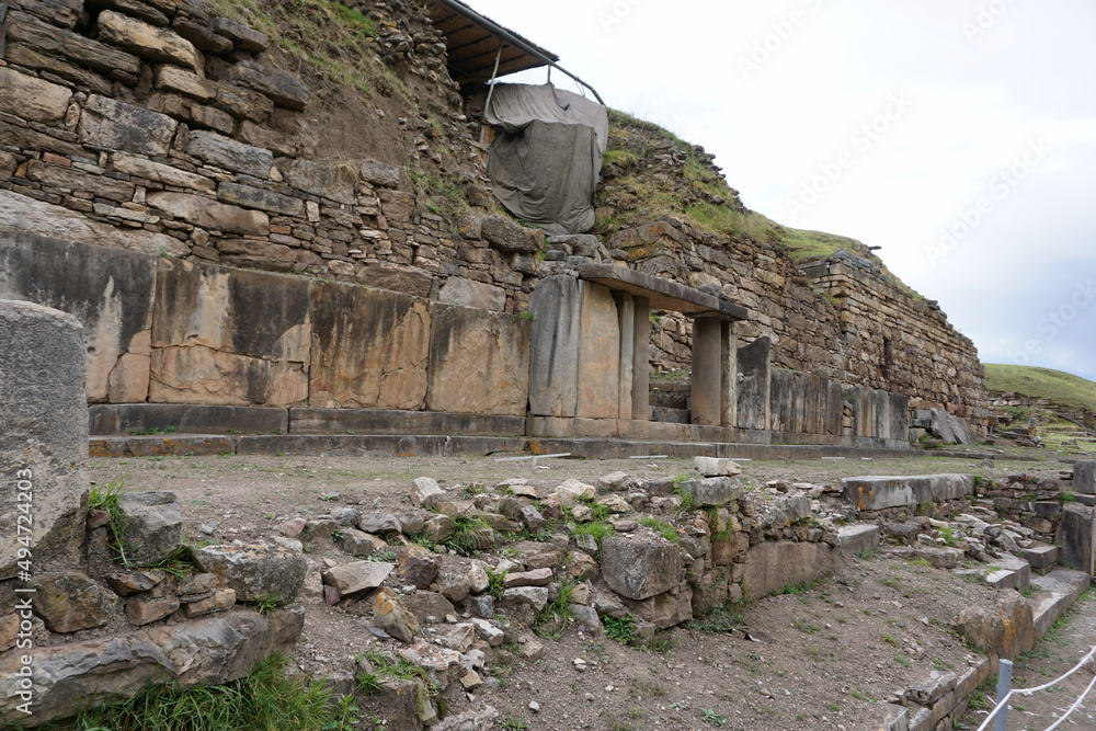 Archaeological monument of Chavín de Huántar, in the mountains in ...