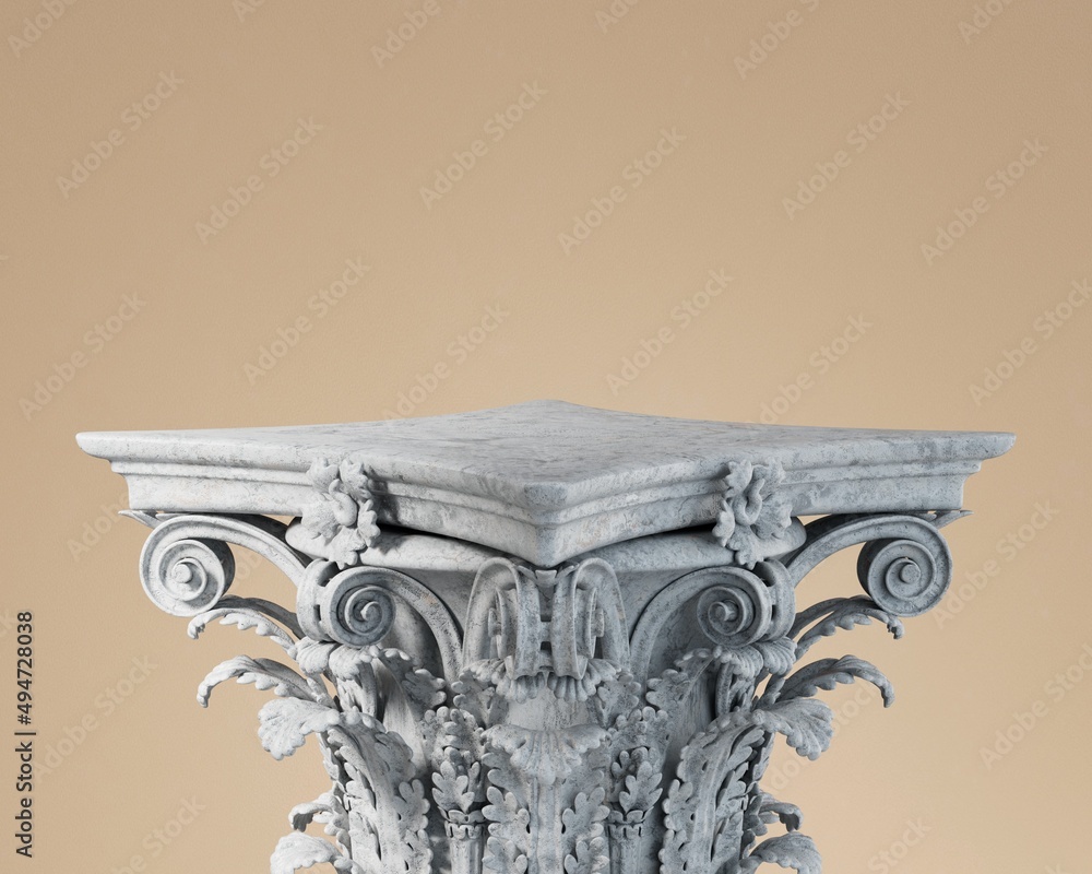 White marble ancient Greek architecture sculpture classic column podium ...