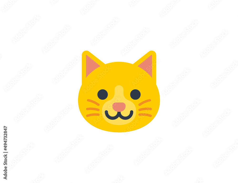 Cat face vector flat emoticon. Isolated Cat emoji illustration. Cat ...