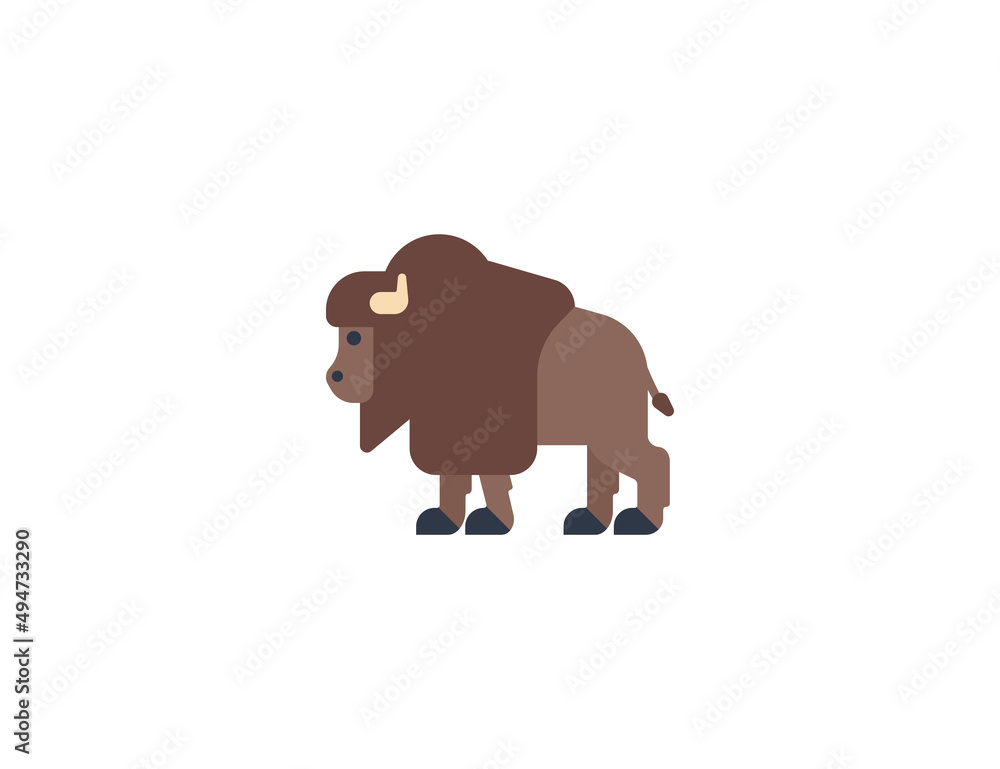 Bison vector flat emoticon. Isolated Bison emoji illustration. Bison ...