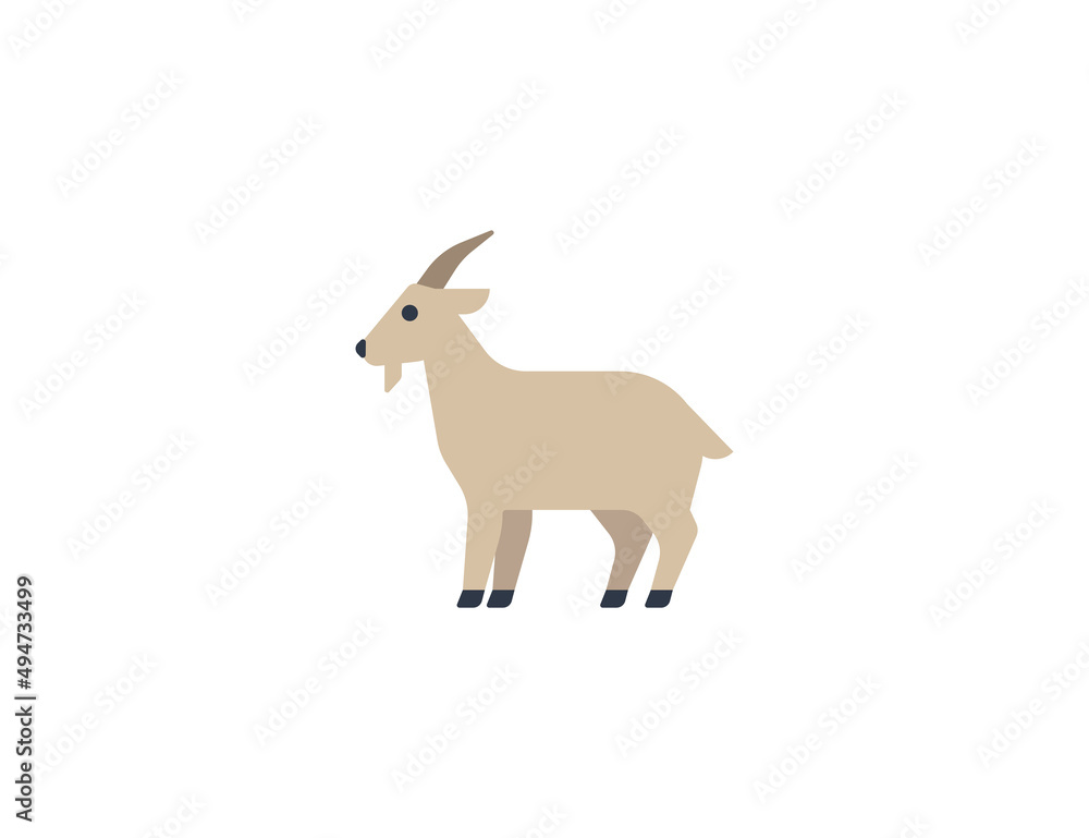 Goat vector flat emoticon. Isolated Goat emoji illustration. Goat icon ...