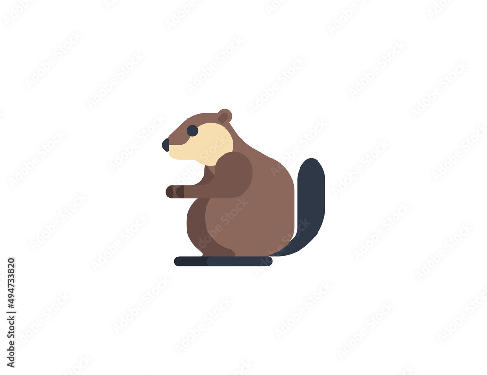 Beaver vector flat emoticon. Isolated Beaver emoji illustration. Beaver ...