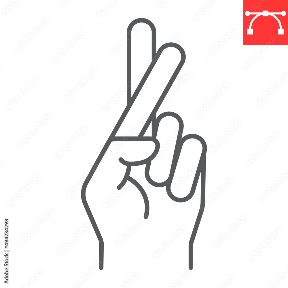 Good luck gesture line icon, gesture and fingers crossed, promise ...