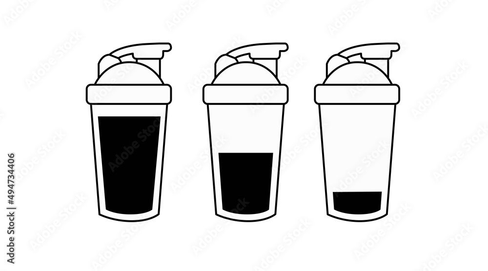 Protein Shaker Icon Set. Vector isolated editable illustration set ...