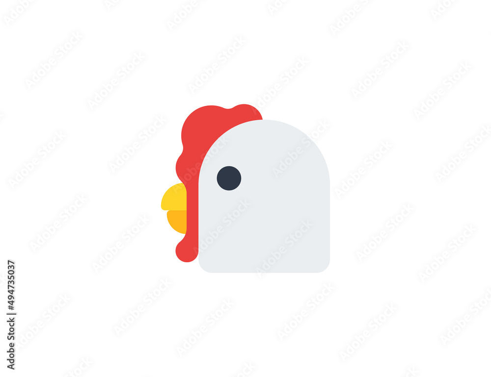 Chicken face vector flat emoticon. Isolated Chicken emoji illustration ...