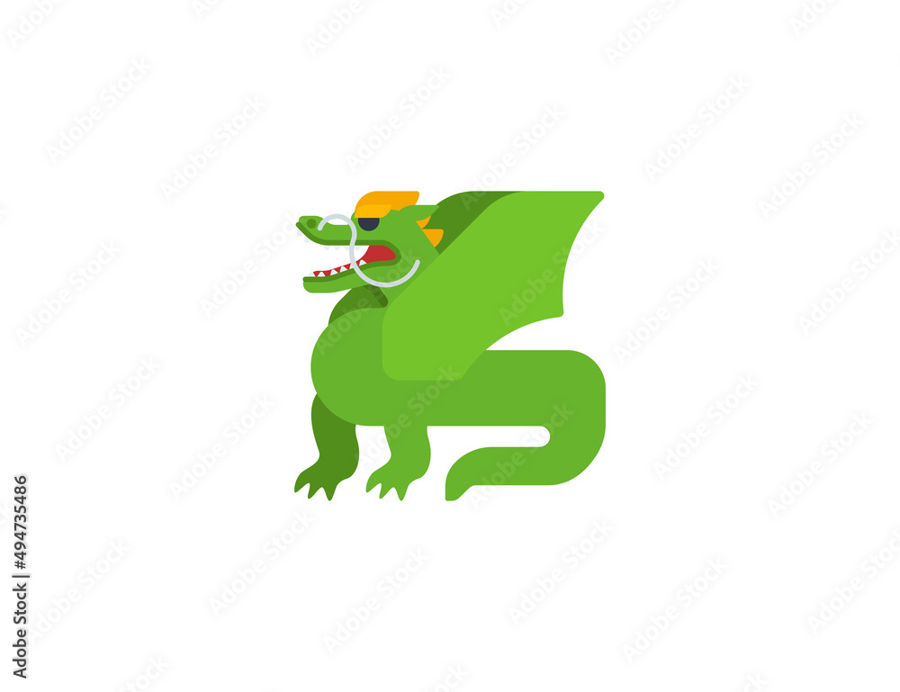 Dragon vector flat emoticon. Isolated Dragon emoji illustration. Dragon ...