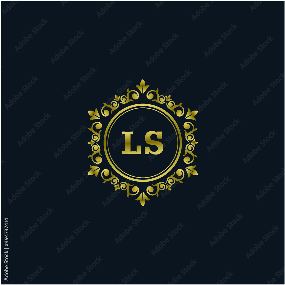 Letter Initial LS with luxury Template. luxury gold vector logo design premium Stock Vector ...