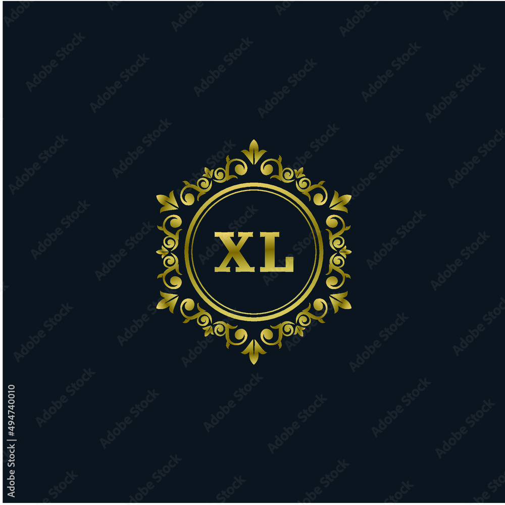 Letter Initial XL with luxury Template. luxury gold vector logo design ...