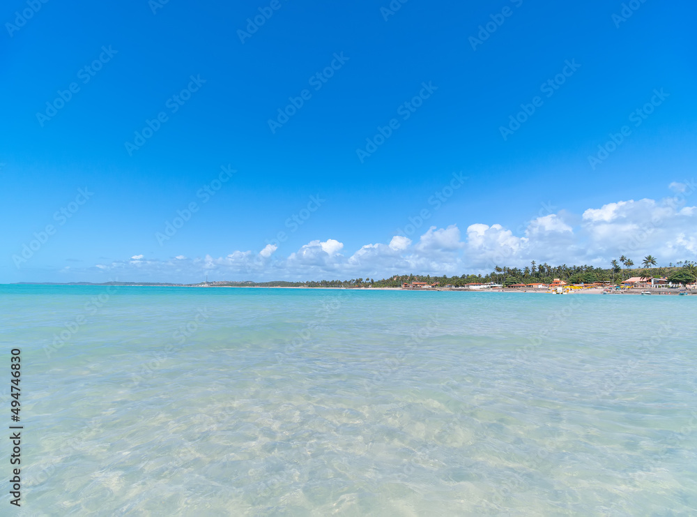 View from the middle of the sea at Moses Path to the Barra Grande beach ...