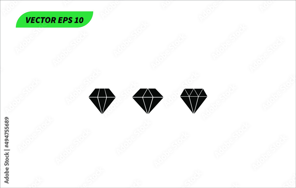 Set diamond shape black color, isolated on white background. Vector EPS ...