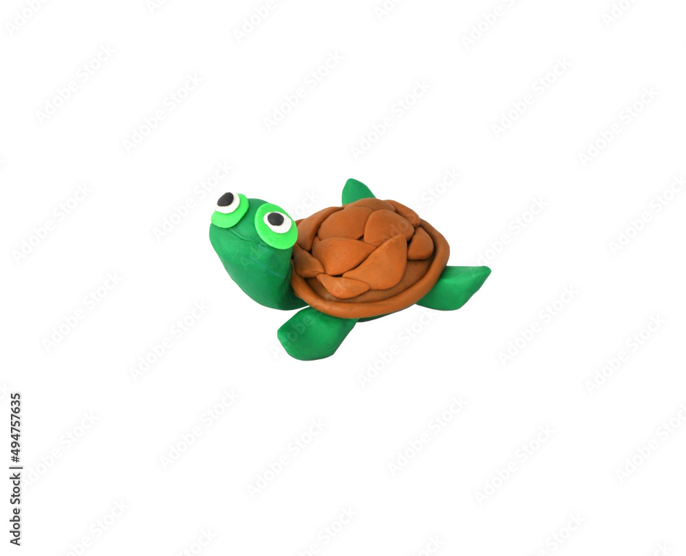 turtle made of plasticine on white background Stock Photo | Adobe Stock