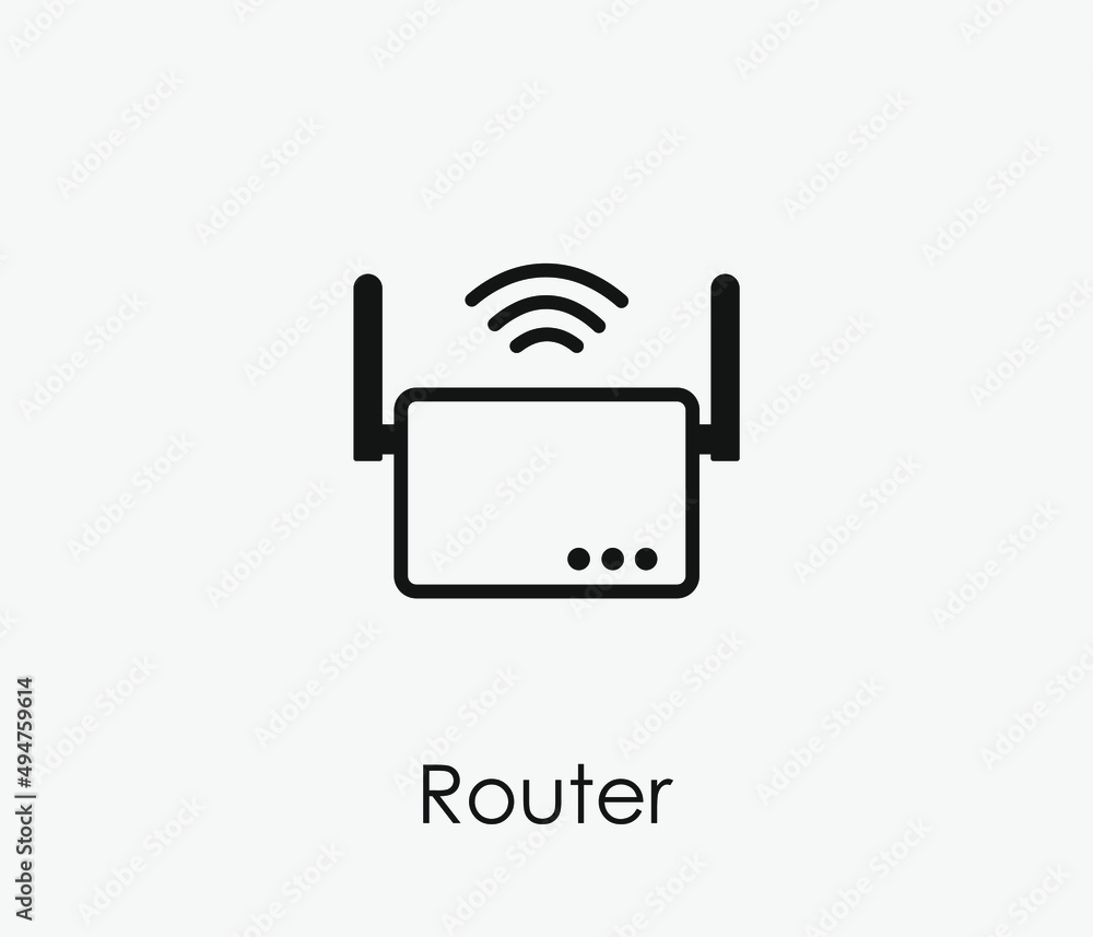 Router vector icon. Editable stroke. Symbol in Line Art Style for ...