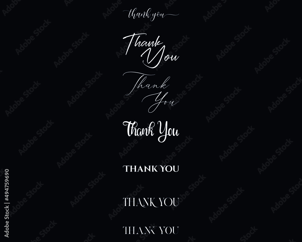 Thankyou in the 7 different creative lettering style Stock Vector ...