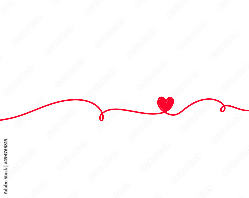 Red Heart. Heart line drawing. Stock Vector | Adobe Stock