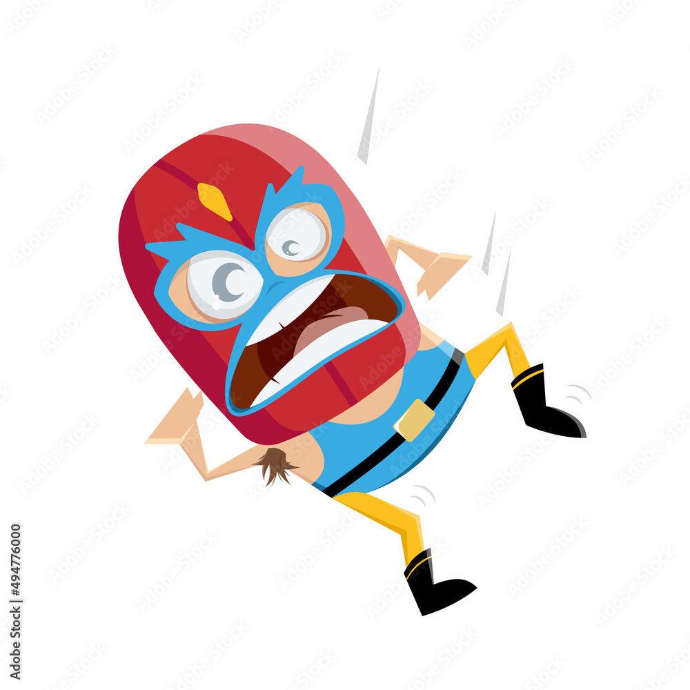 funny cartoon illustration of a wrestler in lucha libre style vector de ...