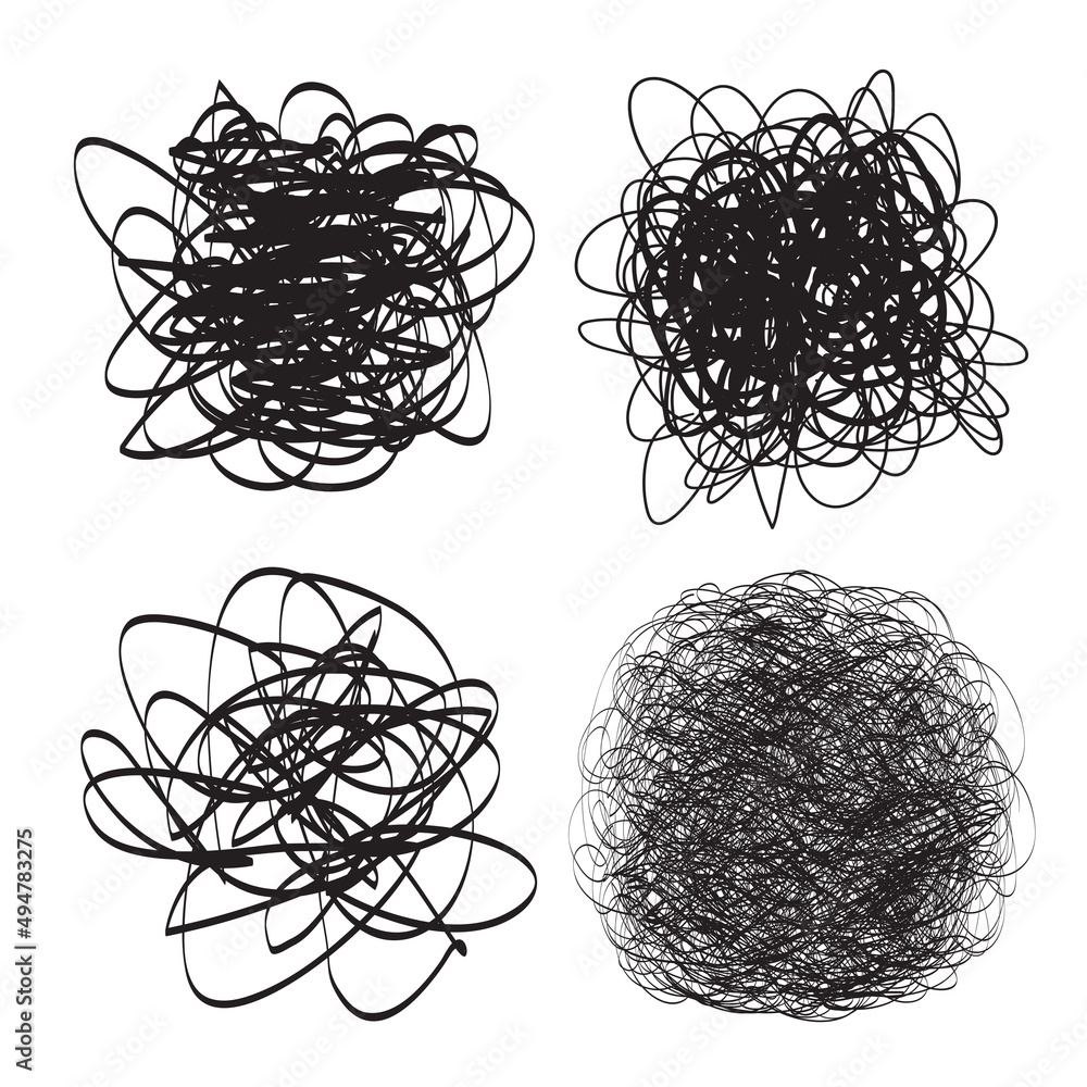 Tangled shapes on white. Chaos pattern. Scribble sketch. Background with array of lines ...