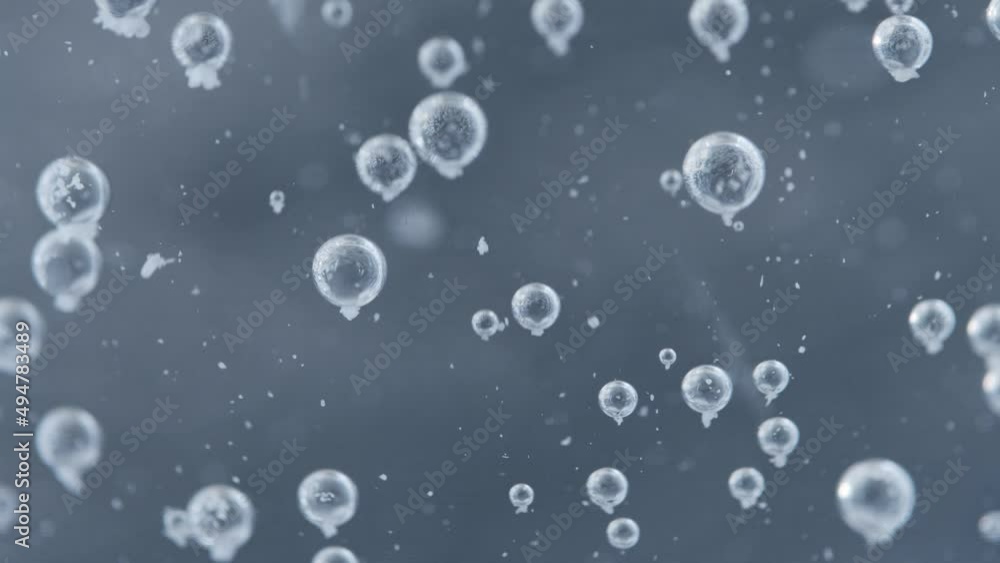 Abstract Closeup of Carbon Dioxide Bubbles Floating and Popping Inside ...