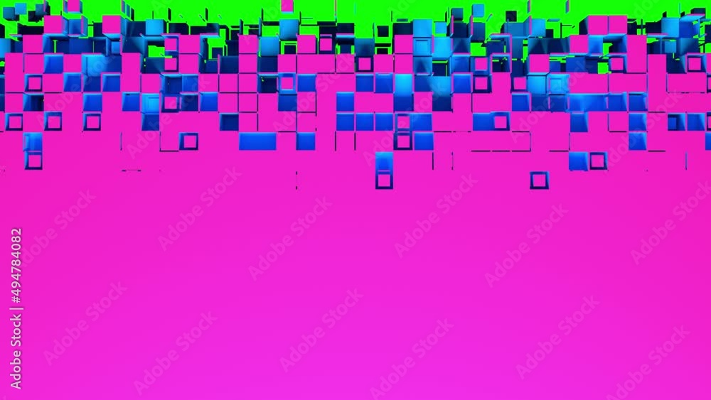 Blue square cells form the pink shutter that goes down, hide green ...