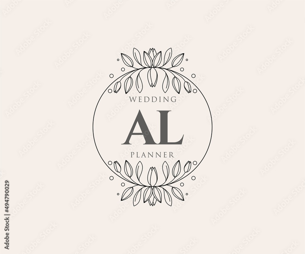 AL Initials letter Wedding monogram logos collection, hand drawn modern ...