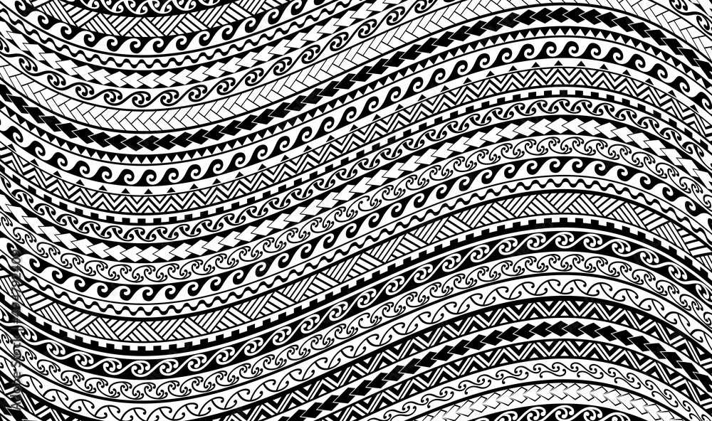 maori geometric pattern tattoo design texture wave Stock Illustration ...